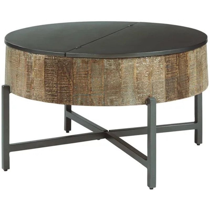 Nashbryn Gray/Brown Round Cocktail Table