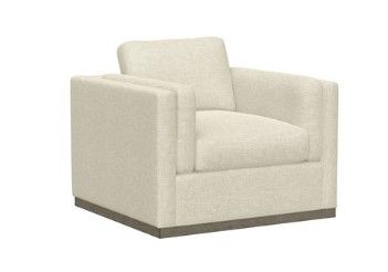 CREAM CHAIR W / WOOD BASE