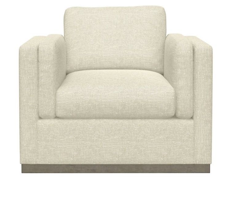 CREAM CHAIR W / WOOD BASE