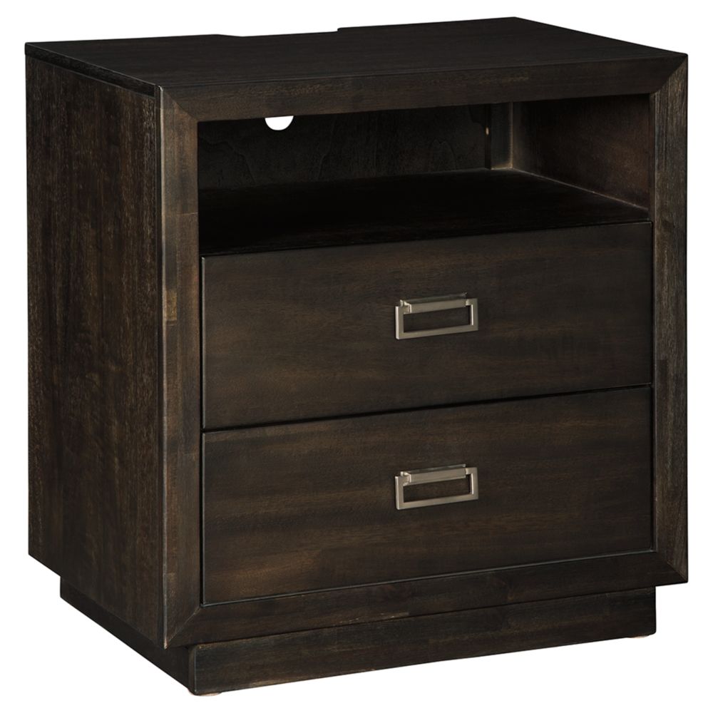 Hyndell Dark Brown Two Drawer Night Stand